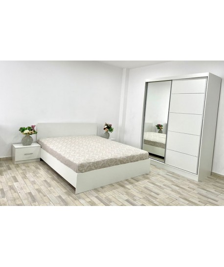 Set Dormitor Albania, 4 Piese, Pat 160 x 200, 2Noptiere, Dulap cu usi ...