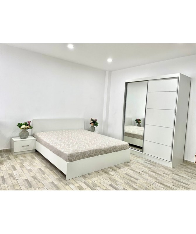 Set Dormitor Albania, 4 Piese, Pat 160 x 200, 2Noptiere, Dulap cu usi ...