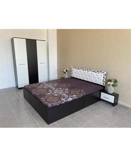 Dormitor Magia Wenge cu Pat Matrimonial Wenge 160 cm x 200 cm, Dulap 3 ...
